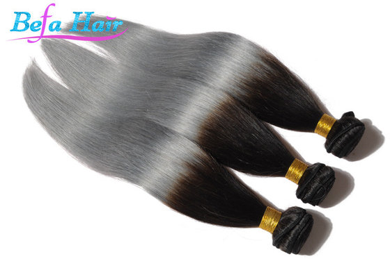 Soft Smooth 2 Tones Black To Blonde Ombre Hair Extensions No Tangle