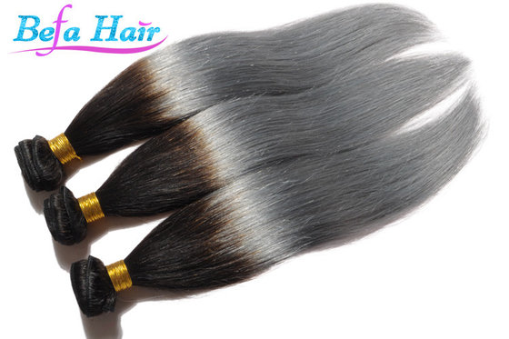 Soft Smooth 2 Tones Black To Blonde Ombre Hair Extensions No Tangle