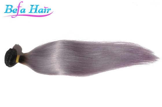 Luxury Grey Straight Hair Ombre Remy Hair Extensions No Shedding Hair Weft