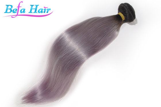Luxury Grey Straight Hair Ombre Remy Hair Extensions No Shedding Hair Weft