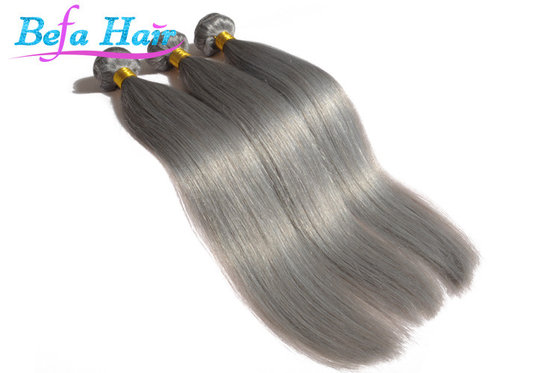 Dyed Color European Human Hair Extensions Grey Human Hair Weaving