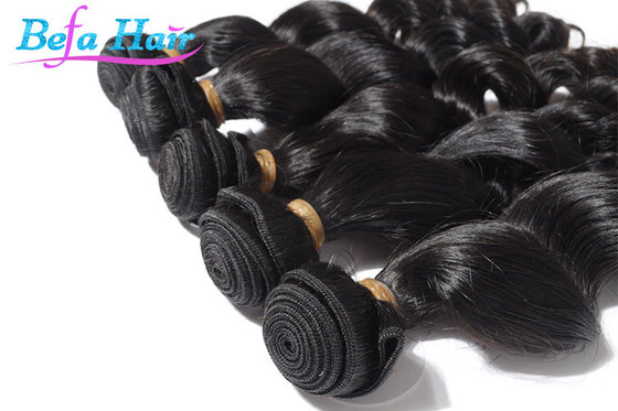 100% Virgin Natural Black Loose Wave Hair Weave With Full Cuticles Intact