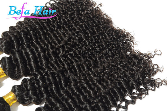 Customized Burgundy / Dark Red Deep Curl Eurasian Virgin Hair For Black Women