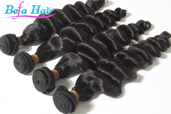 Smooth Loose Wave Malaysian Virgin Hair , Natural Black / Highlighted Hair Extensions