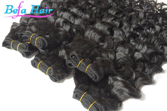Natural Black 18 Or 20 Inch Hair Extensions , Italian Curl Unprocessed Hair Weave