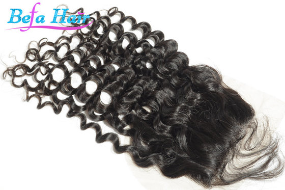 Black Women 100% Virgin Deep Wave Human Hair Lace Closure With No Tangle