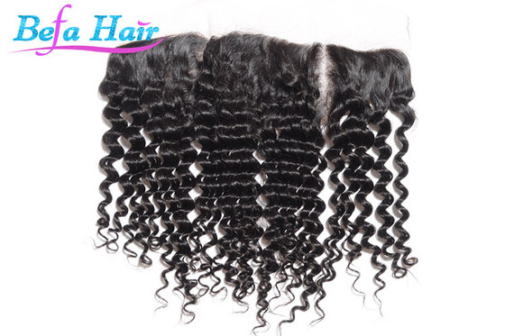 Natural Black Malaysian Deep Curl Human Hair Closure For Black Women