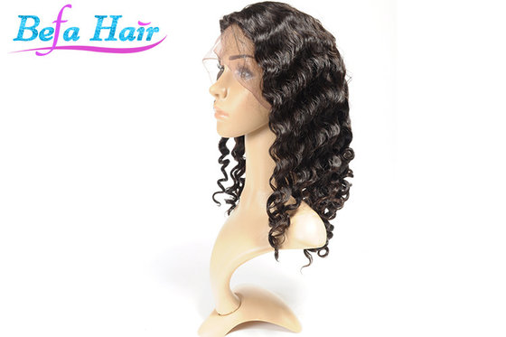 Professional Golden / Blonde Deep Wave Human Hair Full Lace Wigs