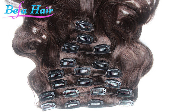 100% Unprocessed Body Wave Clip In Human Hair Purple / Wine Red Hair Extensions