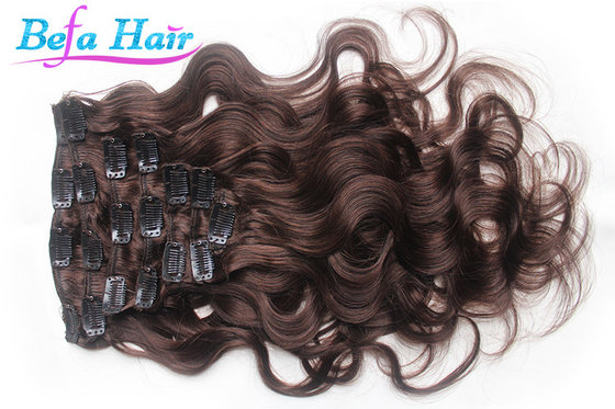 Brazilian 7A Unprocessed Straight Clip In Hair Extension Burgundy / Copper