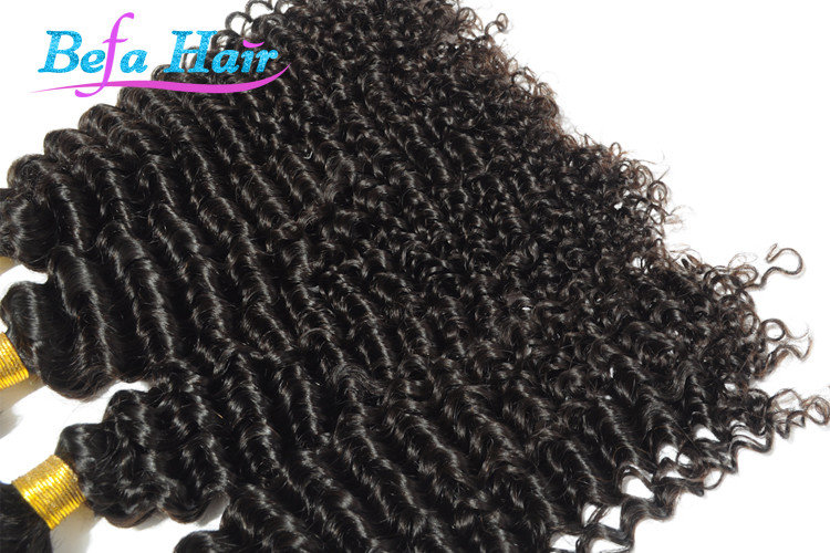Customized Burgundy / Dark Red Deep Curl Eurasian Virgin Hair For Black Women