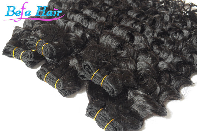 Natural Black 18 Or 20 Inch Hair Extensions , Italian Curl Unprocessed Hair Weave