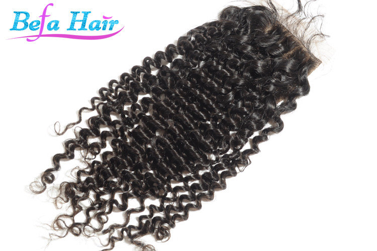 Deep Curl Malaysian Virgin Human Hair Closure With Baby Hair With Full Cuticle