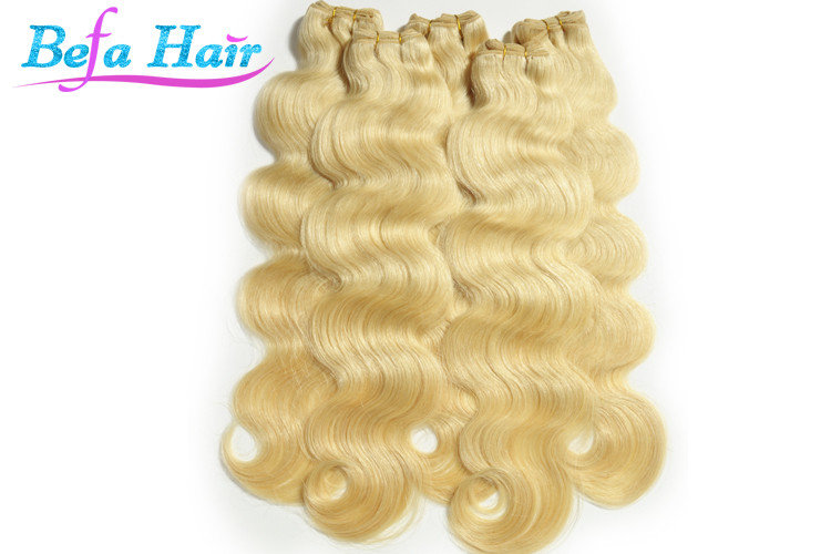 100% Real Tangle Free Body Wave Blonde Human Hair Extensions For Womens