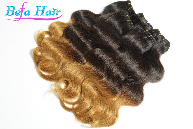 15 Inch / 16 Inch Brown To Blonde Ombre Hair Extensions Peruvian Virgin Remy Human Hair