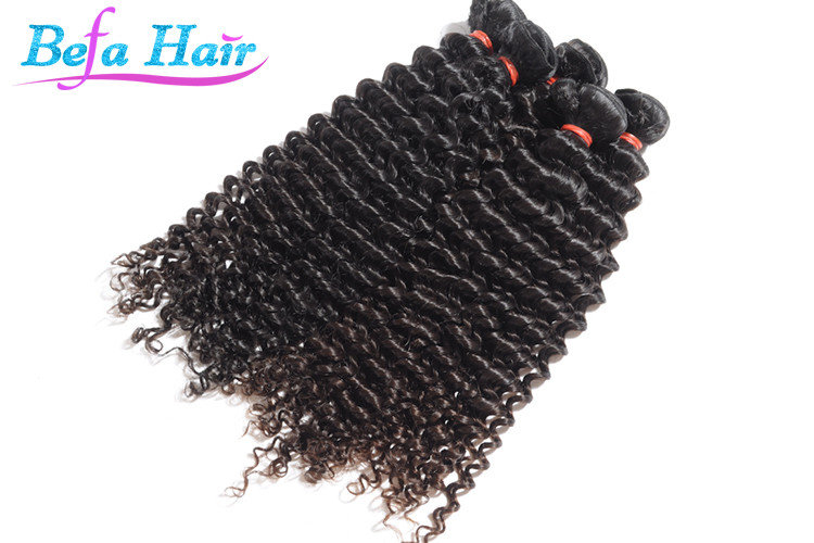 Gesundes natürliches schwarzes tiefes Jungfrau-Haar des Locken-Grad-7A 14 Zoll-Haar-Erweiterungen