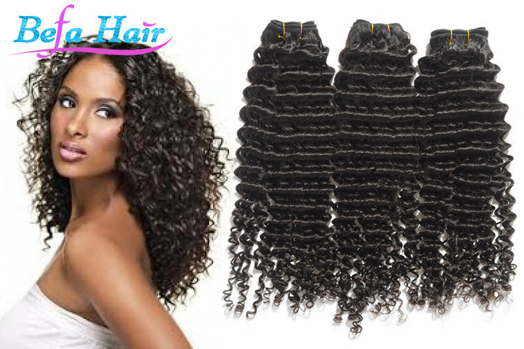 14 Inch Unprocessed Deep Curl Virgin Brazilian Hair Extensions For Black Women