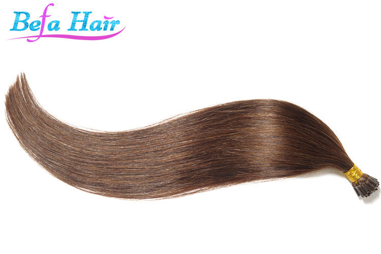 Colored Red Violet / Dark Brown Double Wefted U Tip Hair Extensions For Ladies
