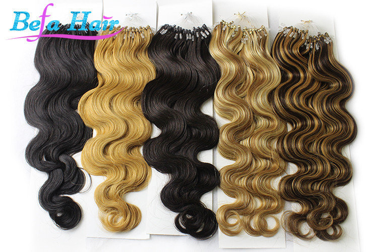 Grade 7A Body Wave Indian Remy Micro Loop Hair Extensions With Tangle Free
