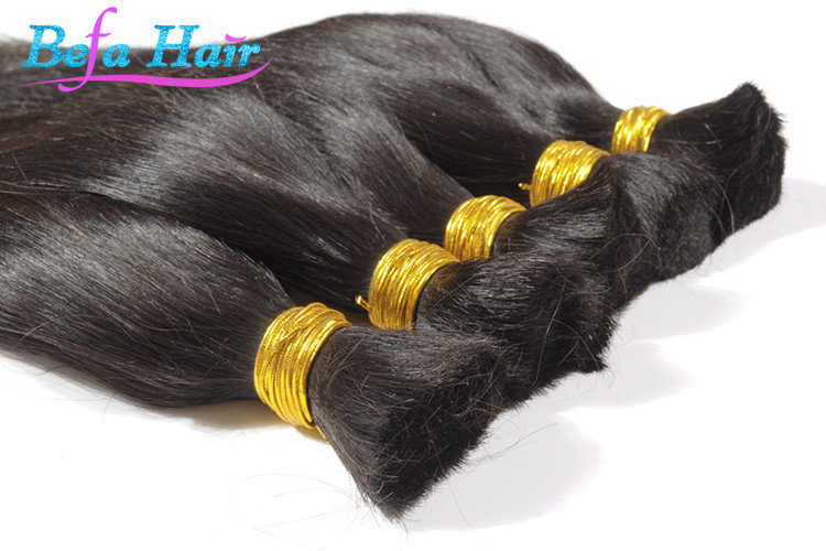 Custom Brown / Dark Red 100% Human Hair Bulk 14-16 Inch Hair Extensions