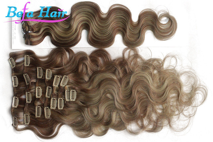 Ash Blonde Loose Wave Clip In Brazilian Human Hair Extension 10 Inch With No Shedding