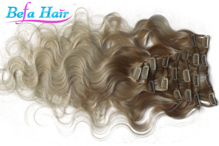 Brazilian Body Wave Remy Clip In Hair Weave Colored Ombre Hair Extensions