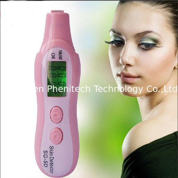 Pink Electric Skin Moisture Detector With Highly Sensitive Probe , Pen Shape