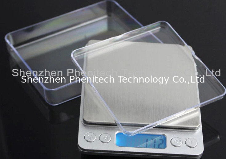 Large Brushed Stainless Steel Electronic Kitchen Scale with Blue Backlight Screen