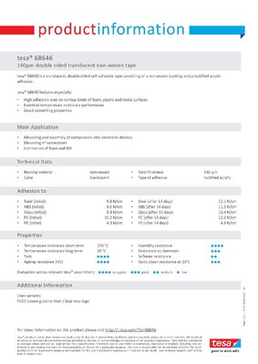 Tesa68646 high viscosity non-woven tape,Tesa68646 translucent non-woven double-sided tape supplier
