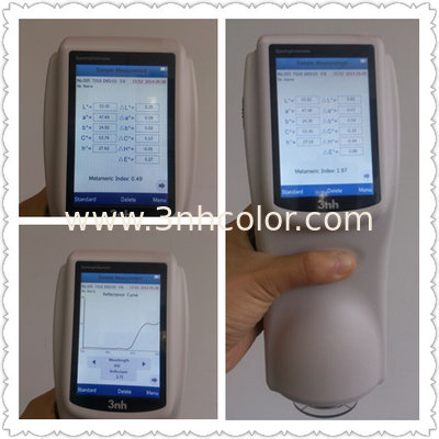 3nh NS800 45/0 400~700nm Wavelength range CIE LAB,XYZ,Yxy,LCh,CIE LUV portable spectrophotometer for plastic