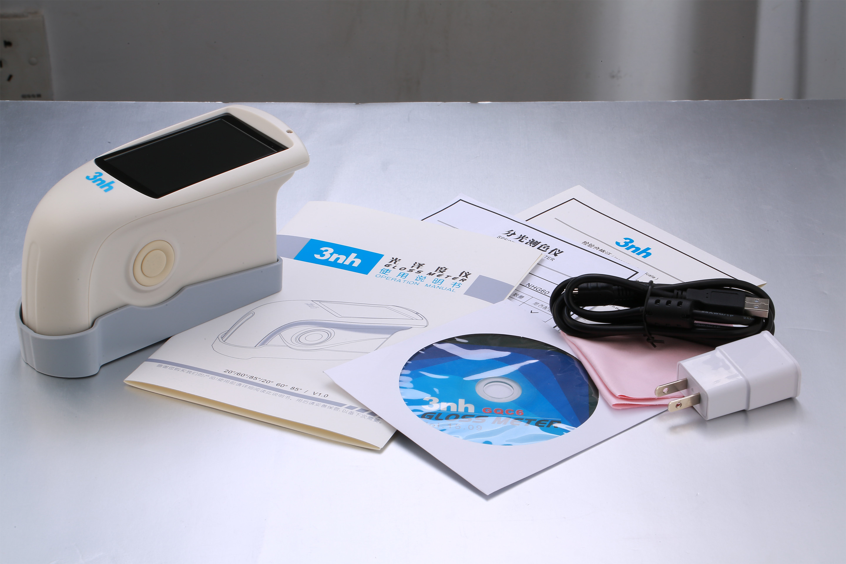 3nh HG60 3.5 inch large screen plastic film glossmeter single angle 60 degree gloss meter with self calibration 300gu