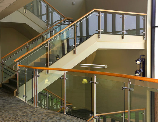 Wooden top handrail stainless steel baluster for glass railing 36'' or 42''