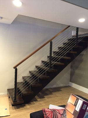 Black Stainless steel inox railing cable railing with top handrail for terrace/ deck