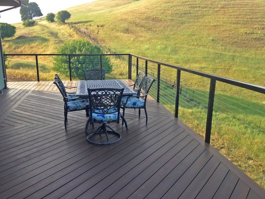 Black Stainless steel inox railing cable railing with top handrail for terrace/ deck