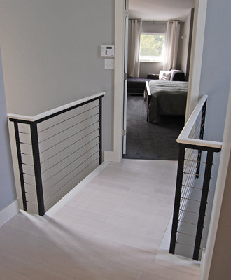 Black Stainless steel inox railing cable railing with top handrail for terrace/ deck