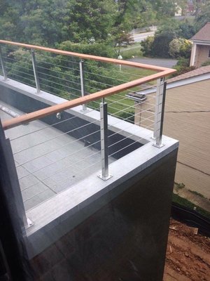 Stainless steel inox cable railing with square post for terrace/ staircase design