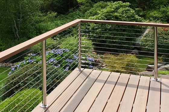 Building stainless steel balcony wire / cable railing for staircase design