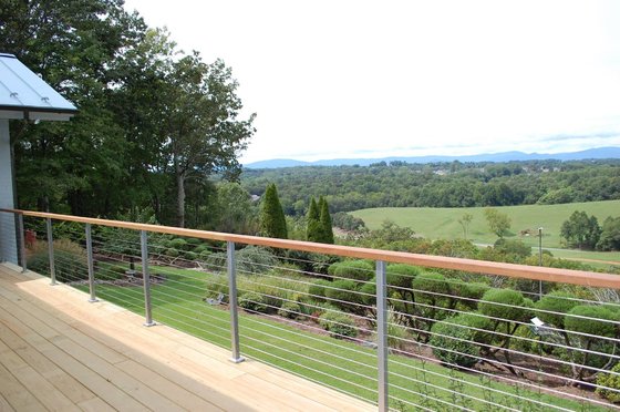 Building stainless steel balcony wire / cable railing for staircase design