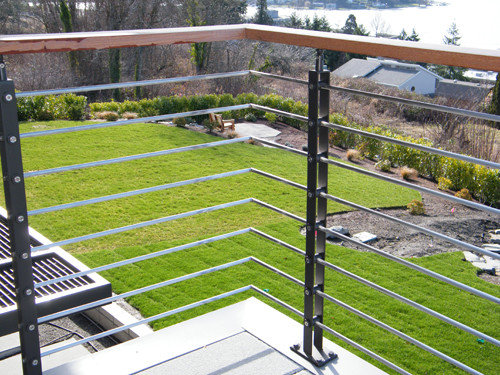 Exterior stainless steel railing kits with stainless steel rod fittings design