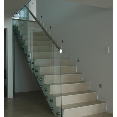 Indoor standoff glass railing stainless steel patch fitting glass railing for stair