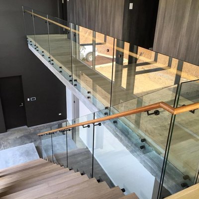 Indoor standoff glass railing stainless steel patch fitting glass railing for stair