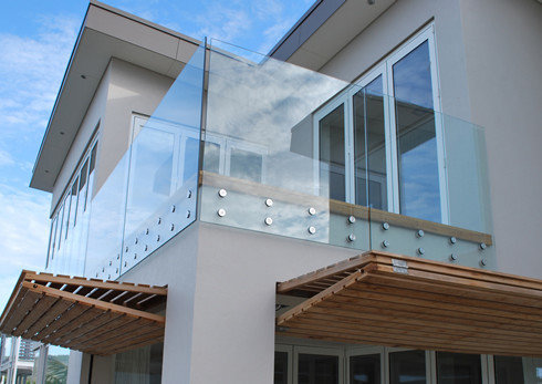 Indoor modern design stainless steel standoff / patch fitting glass railing