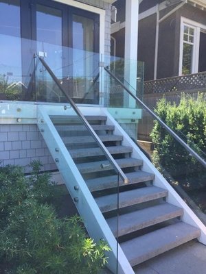 Modern design glass railing with stainless steel standoff  for veranda