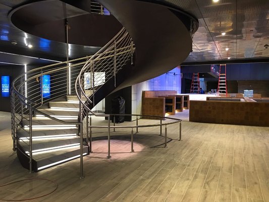 Stainless steel curved glass staircase indoor glass stairs