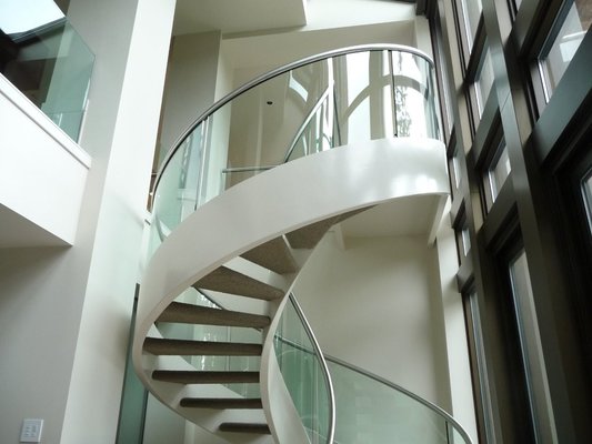 Stainless steel staircase curved staircase glass railing curved stairs