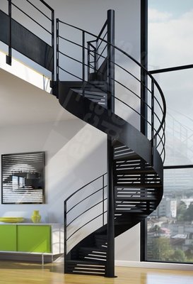 Duplex use spiral staircase with stainless steel railing design