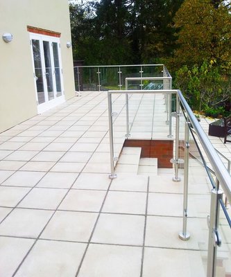 Terrace Glass Railing/ Glass Balustrade with Stainless Steel Post