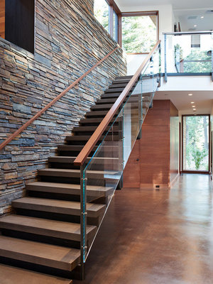 Modern use closed tread floating staircase for Mauritius design
