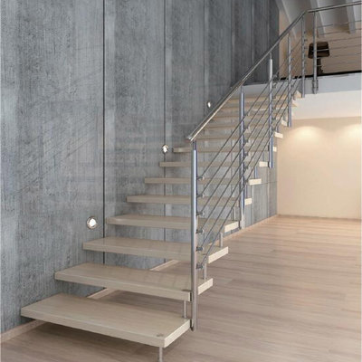 fancy interior hard wood floating stairs price with glass railing