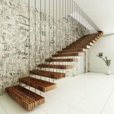 fancy interior hard wood floating stairs price with glass railing